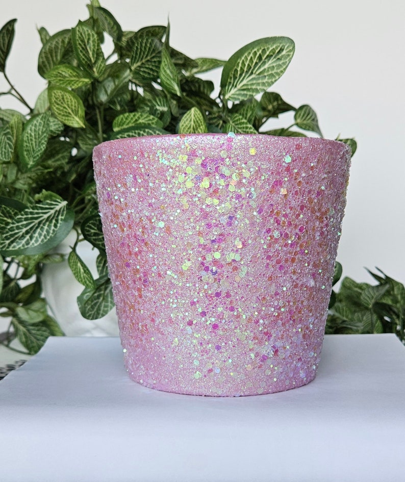 Sparkly Glitter / Light Pink Plant Pot, Plant Lover, Gift for Her ...
