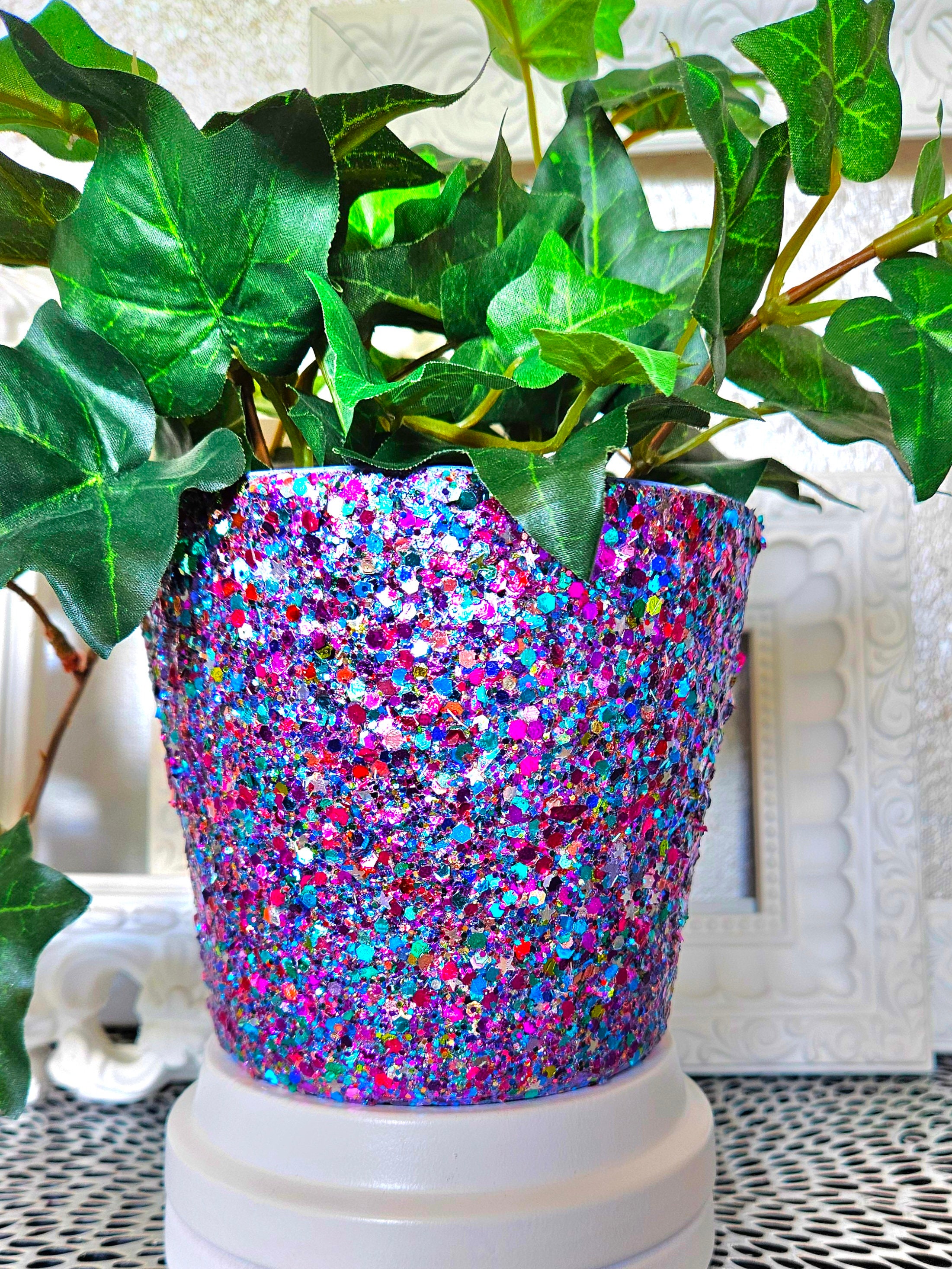 Rainbow Holographic Glitter Plant Pot, Plant Lover, Gift for Her ...
