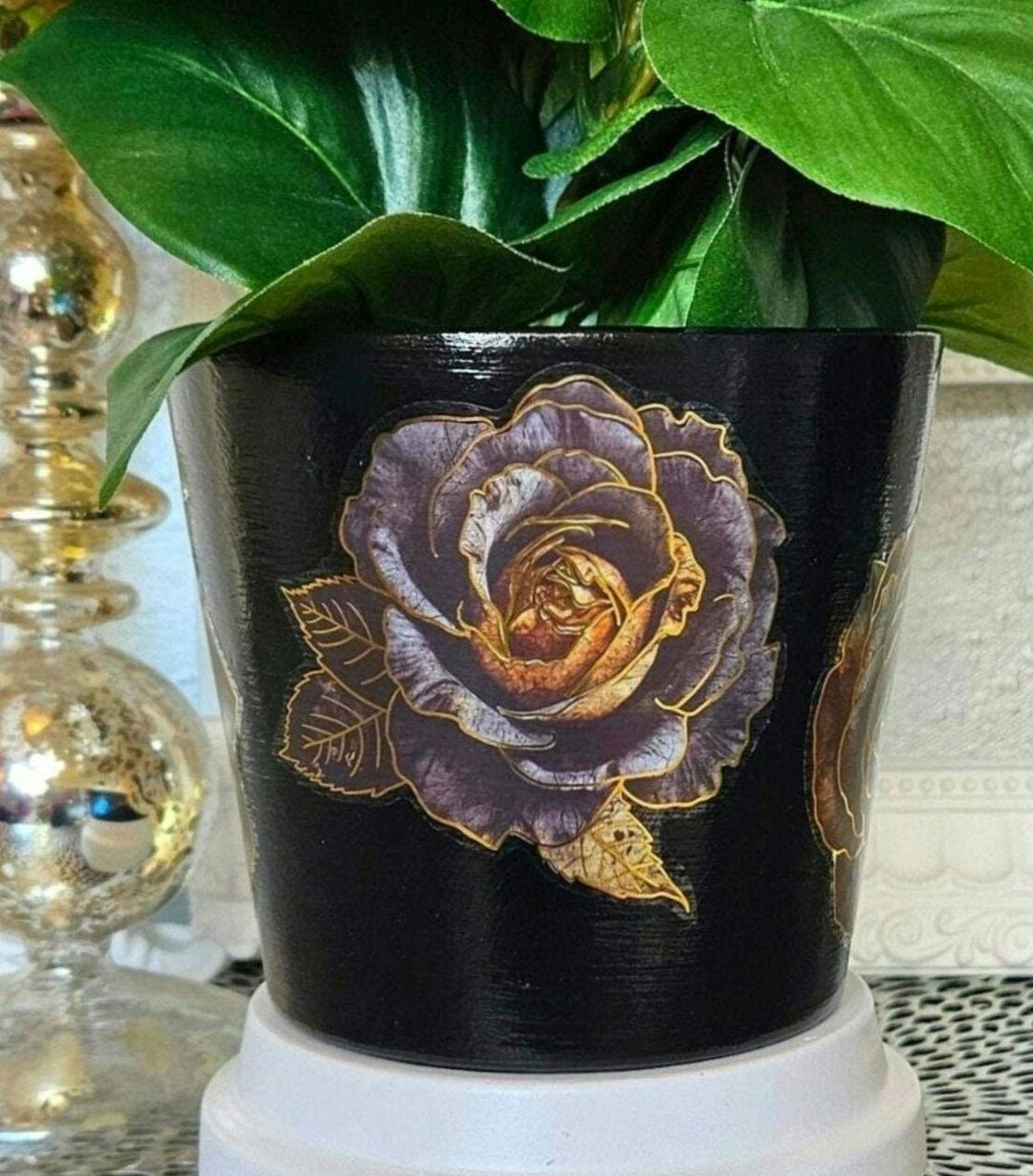 Gothic Rose Plant Pots, Purple, Red, Black, Gifts for Her, Housewarming ...