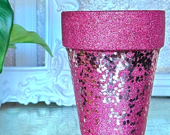 Sparkly Glitter / Light Pink Plant Pot, Plant Lover, Gift for Her ...