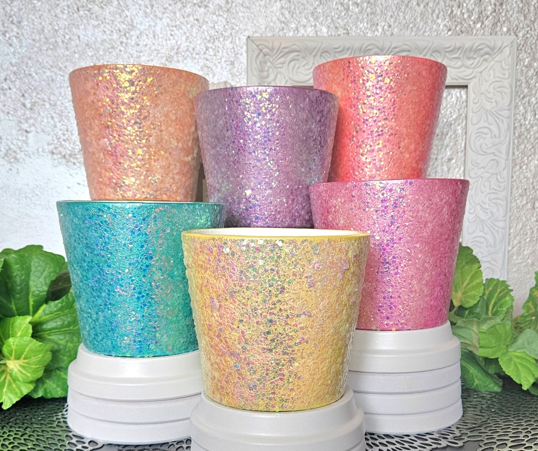 Sparkly Glitter / Pastel Plant Pots, Plant Lover, Gift for Her ...