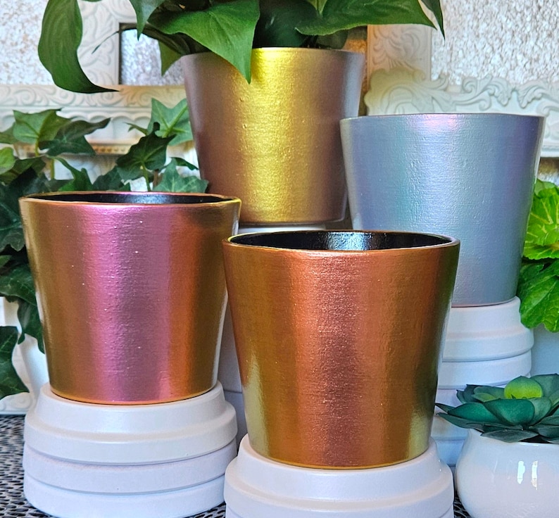 5" Color Shift Plant Pots, Gold, Silver, Copper, Rose Gold, Plant Lover ...