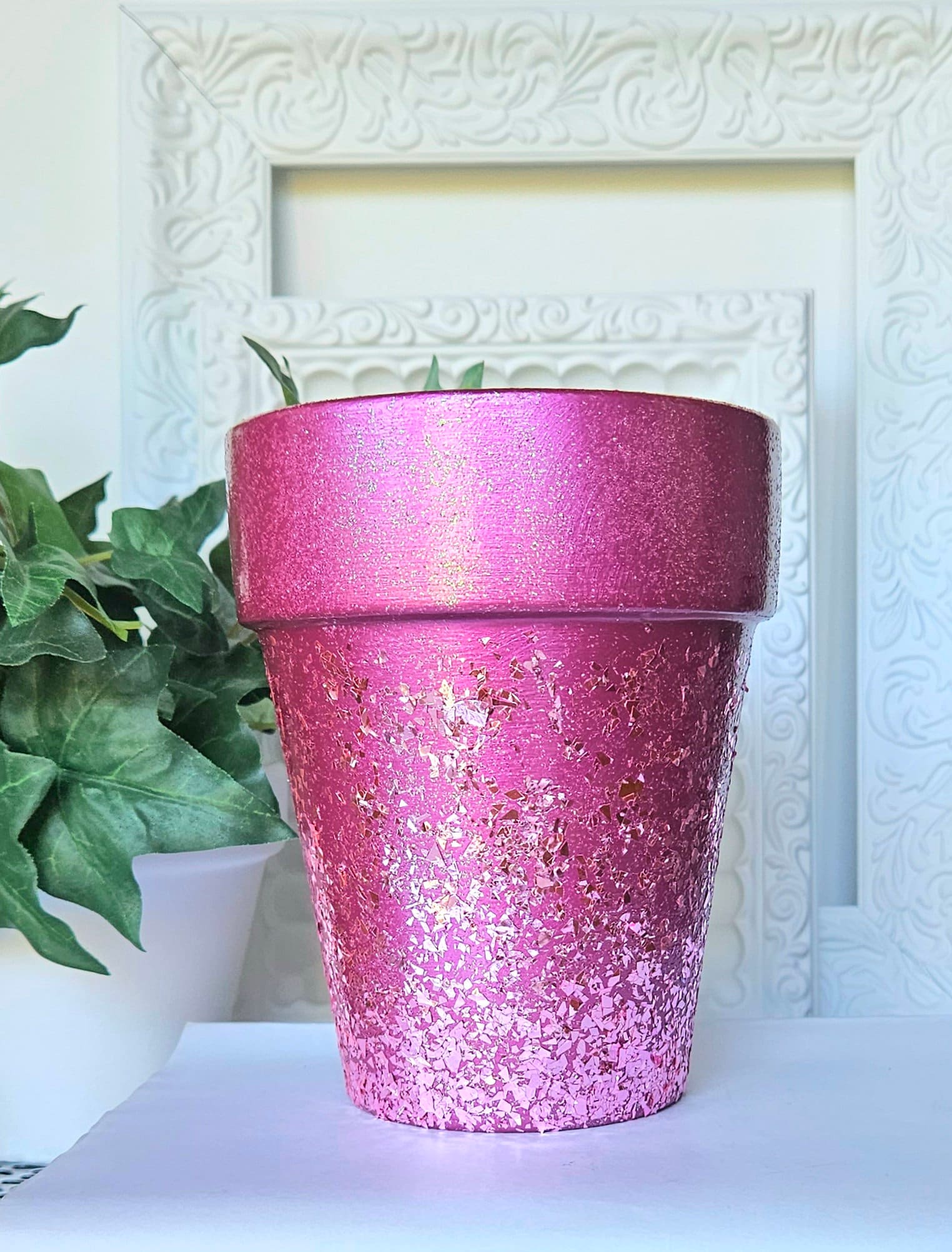 Rose Gold & Pink Glitter Plant Pots, Plant Lover, Gift for Her ...