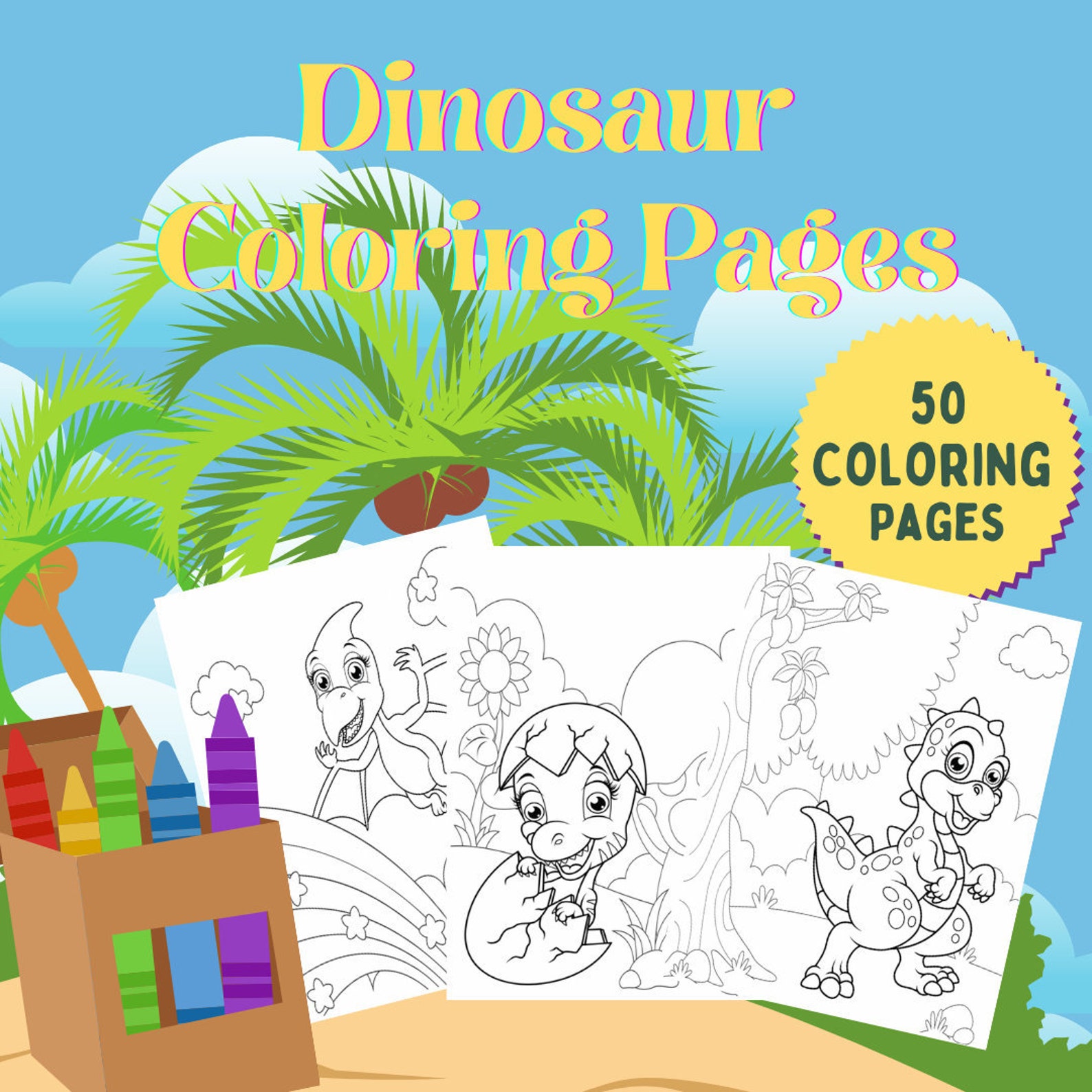 Dinosaur Coloring Pages 50 Printable Animal Coloring Pages | Etsy