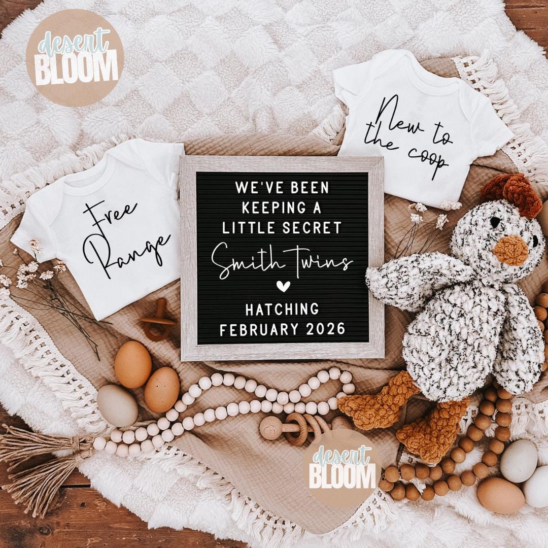Chicken Twins Pregnancy Announcement: Farm Theme, Customizable (digital ...