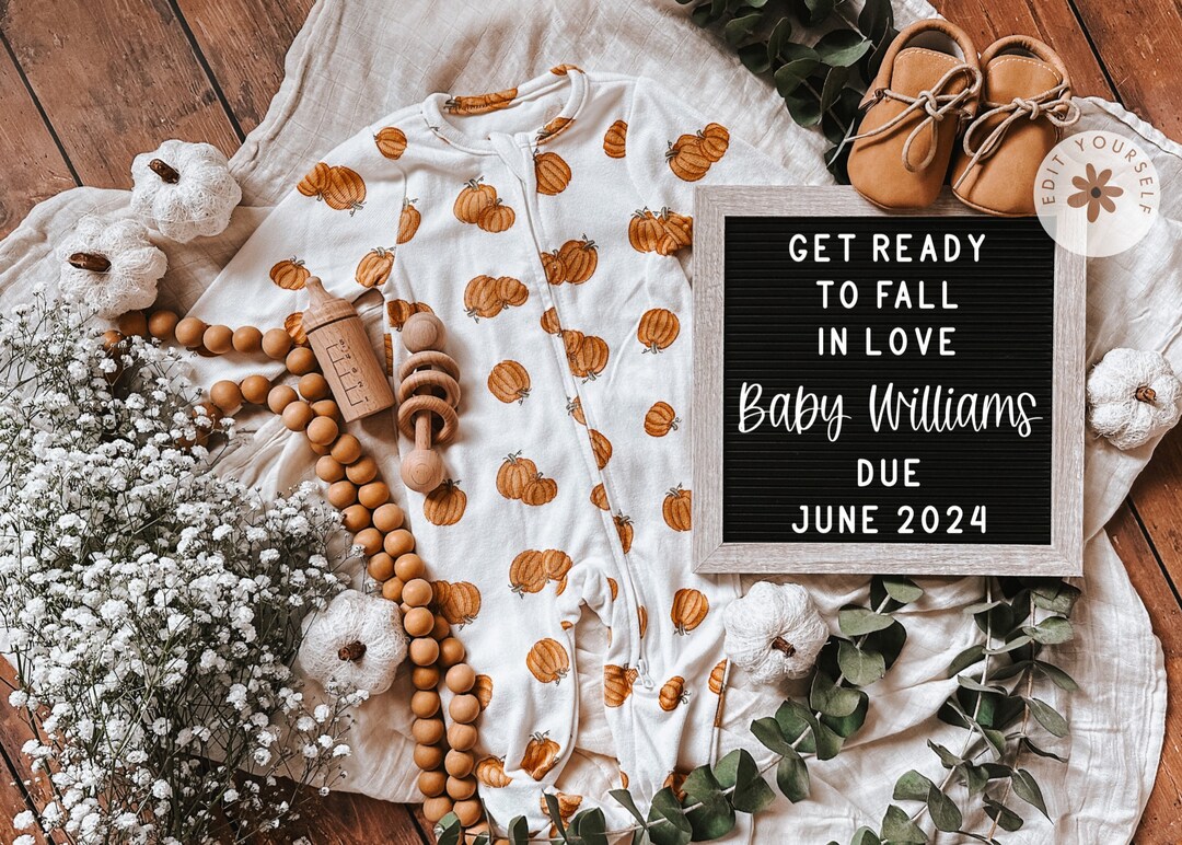 Simple Gender Neutral Pregnancy Announcement: Editable Social Media ...