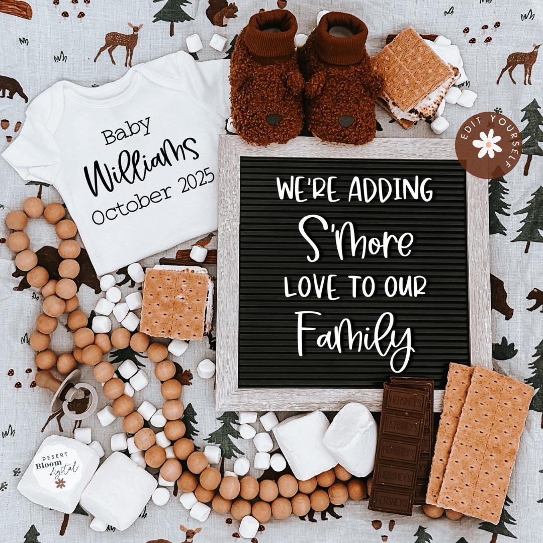 S'mores DIGITAL PREGNANCY ANNOUNCEMENT, Gender Neutral, Pregnancy ...