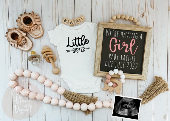 We're Having A GIRL Pregnancy Announcement Digital - Etsy