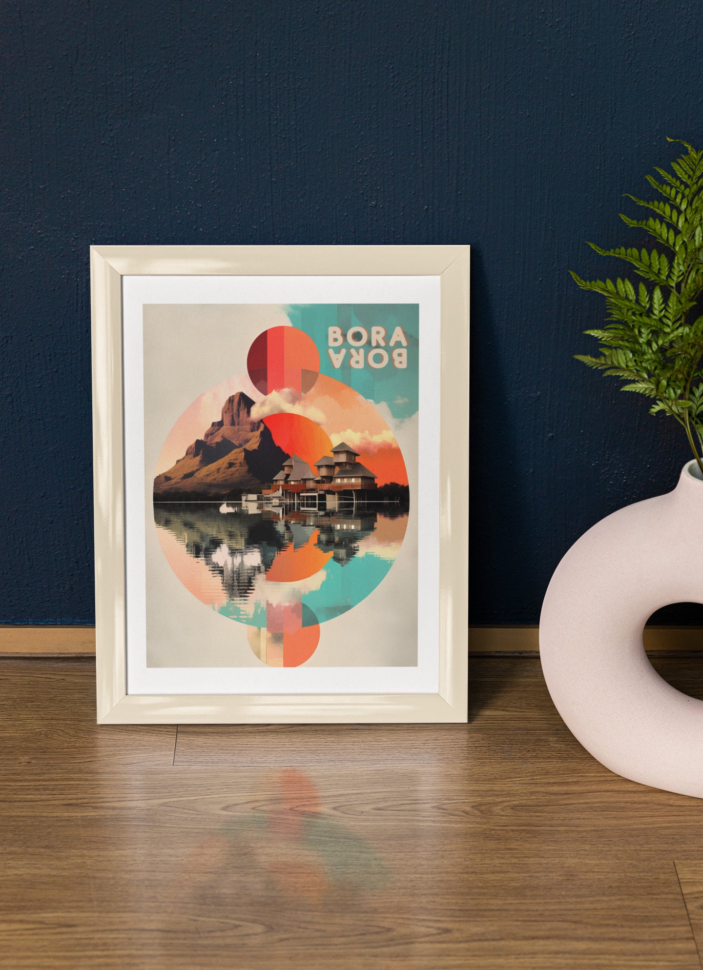 Tropical Oasis: Minimalistic Bora Bora Collage in Contemporary - Etsy