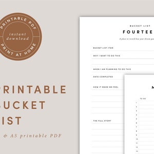 Bucket List Journal Printable Bucket List Printable Bucket - Etsy