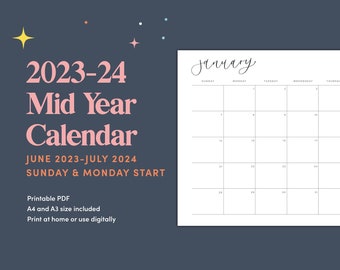2023 Monthly Calendar Landscape A3 & A4 Printable Calendar - Etsy