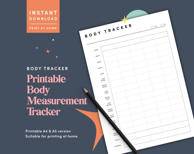 Printable Body Tracker, A4 A5 Printable Body Measurement Diary ...