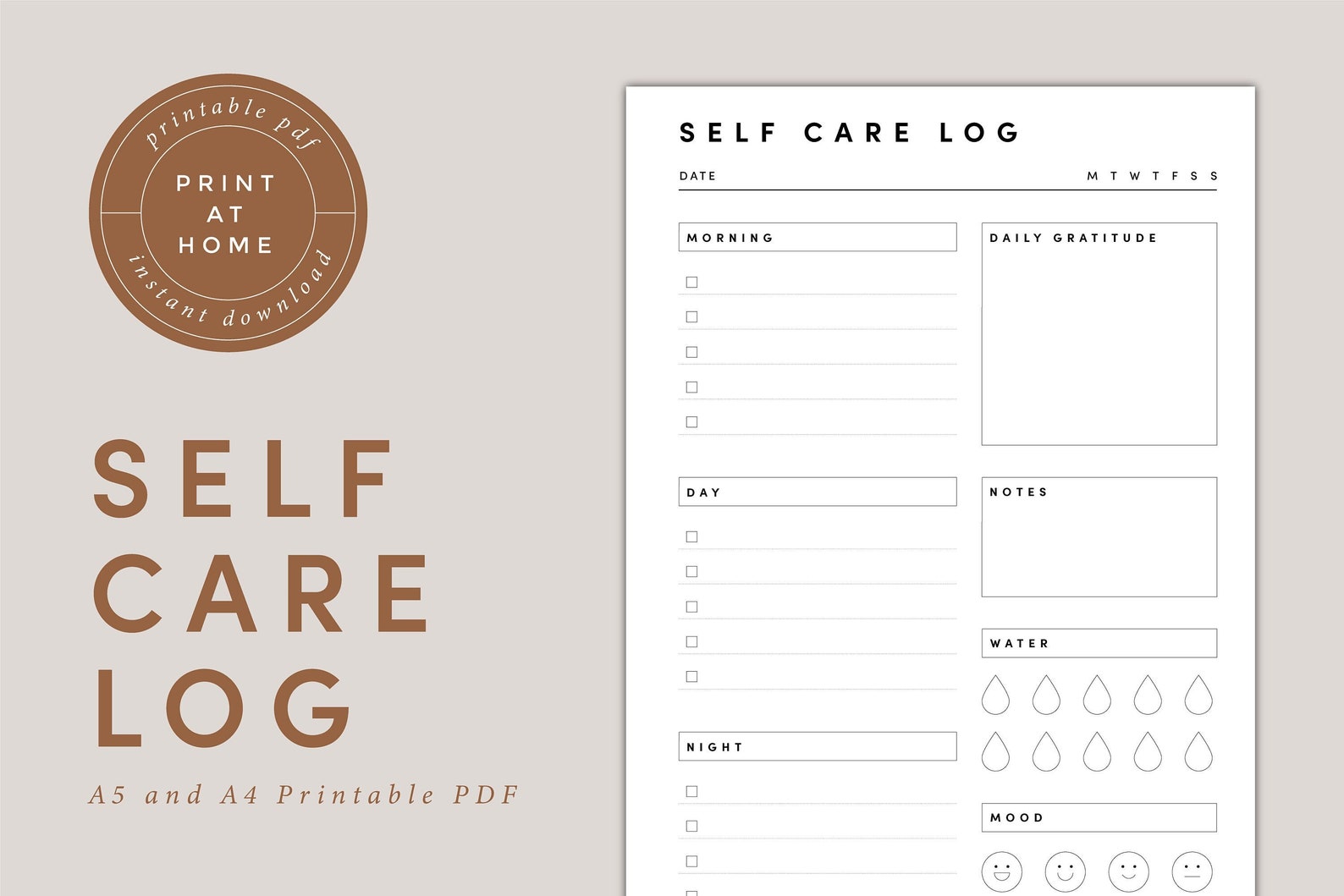 Printable Self Care Log Self Care Tracker Self Care - Etsy