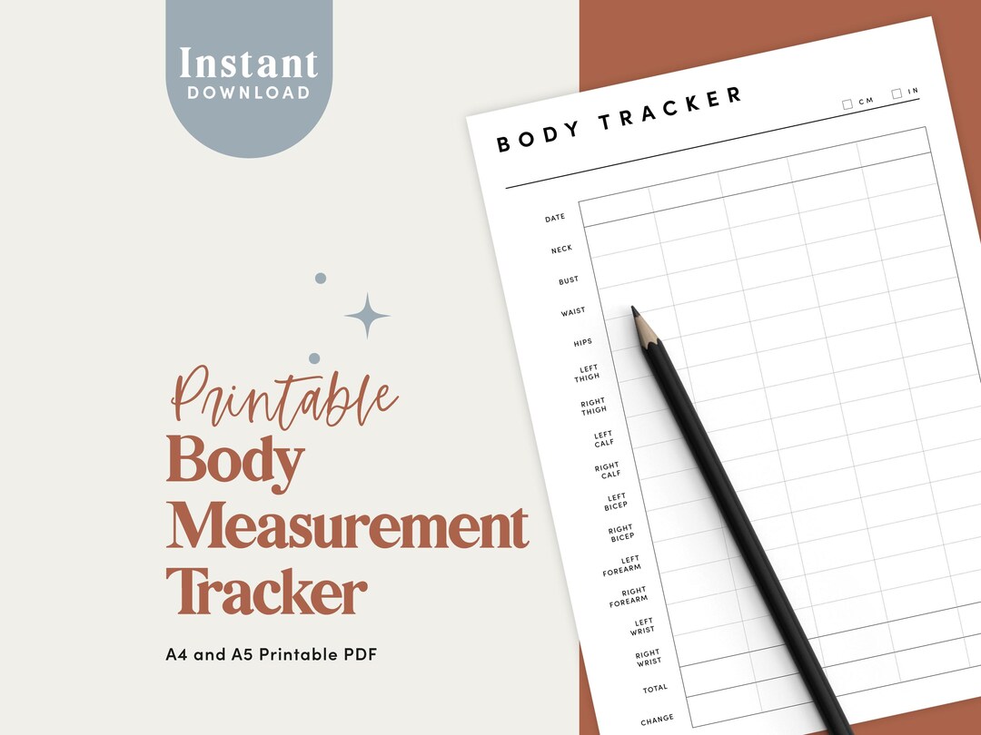 Printable Body Tracker, A4 A5 Printable Body Measurement Diary ...