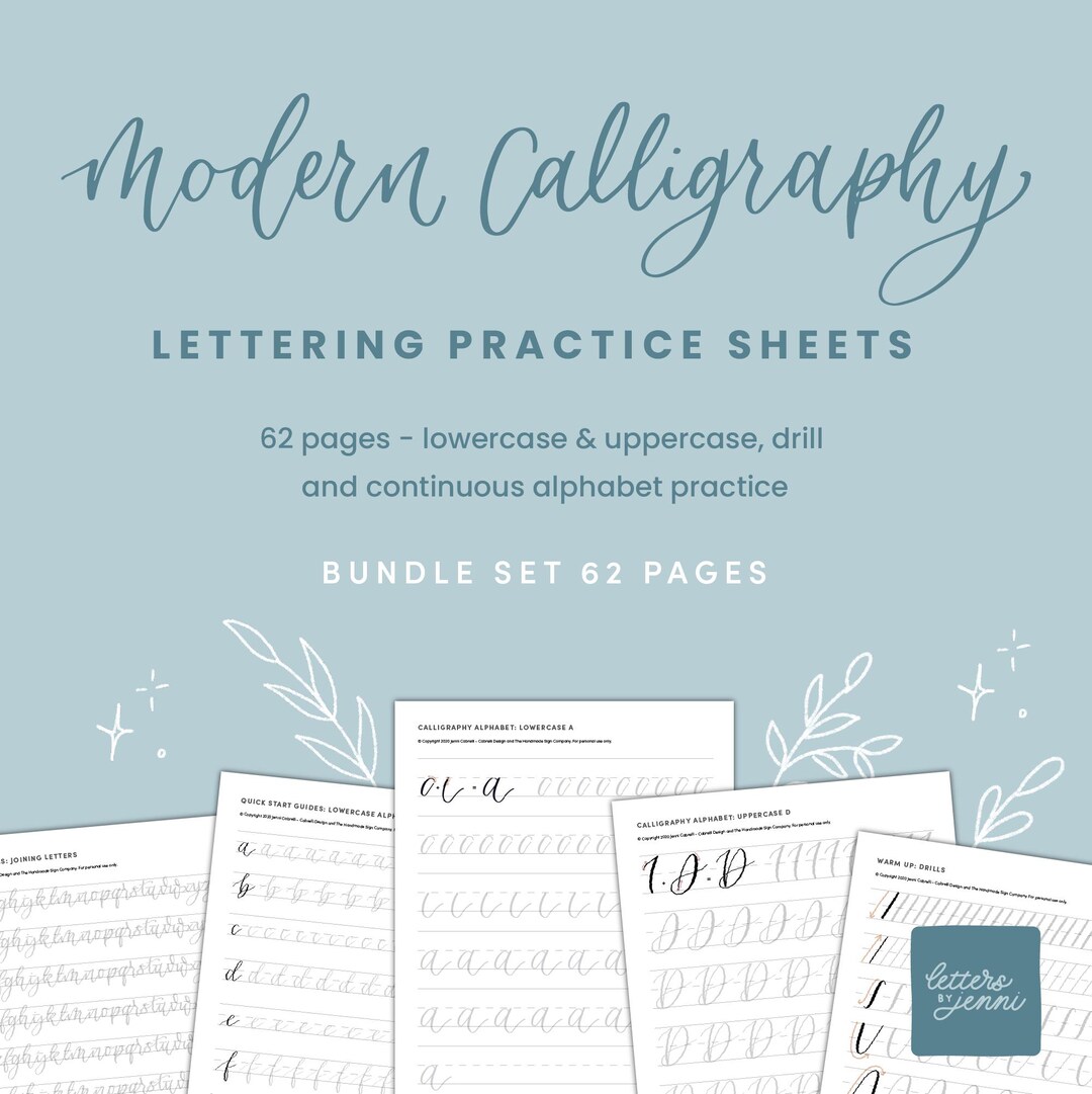 Modern Calligraphy Lowercase Alphabet Practice Sheets, Calligraphy Practice, Printable ...