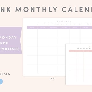 Blank Monthly Calendar Template Bundle, Pastel, Printable Calendar ...