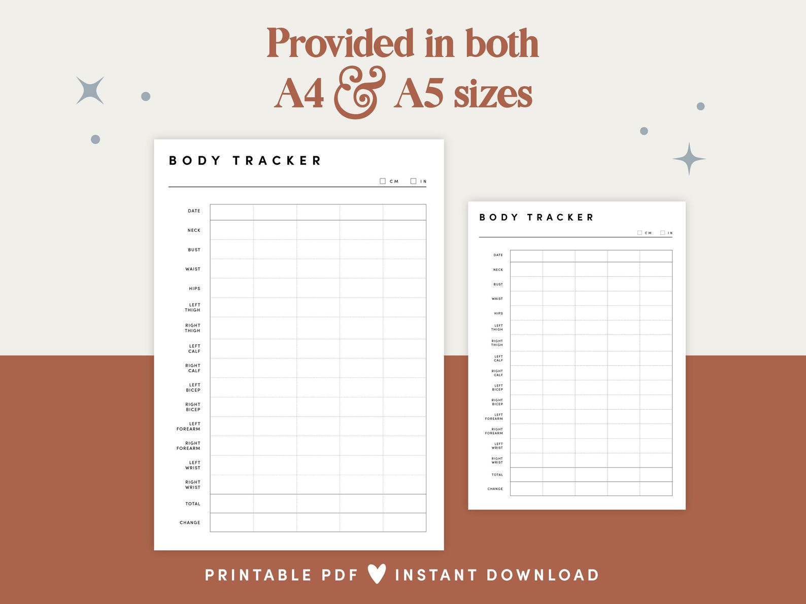 Printable Body Tracker, A4 A5 Printable Body Measurement Diary ...
