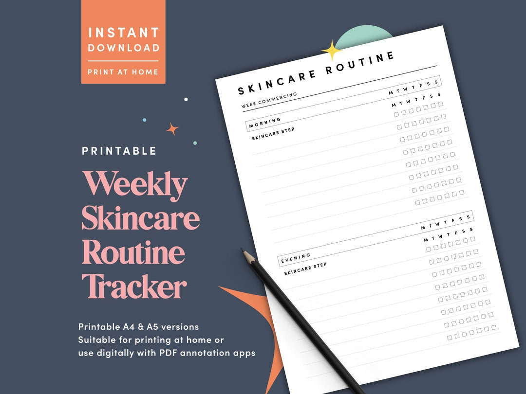 Printable Skincare Routine Tracker, Skincare Tracker, Self Care Log ...