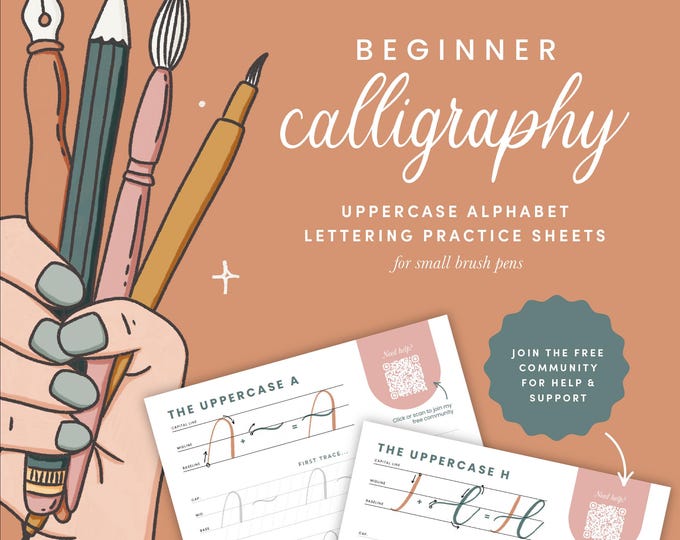 Basic Modern Calligraphy Practice Sheets by @theinkyhand -- Uppercase ...
