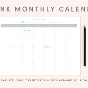 Blank Monthly Calendar Template Bundle, Pastel, Printable Calendar ...