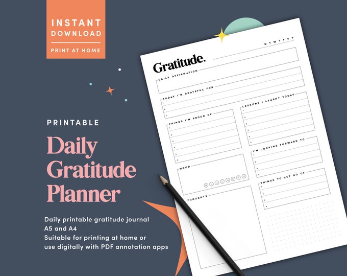Printable Daily Gratitude Planner A4 A5 Printable Gratitude Planner ...
