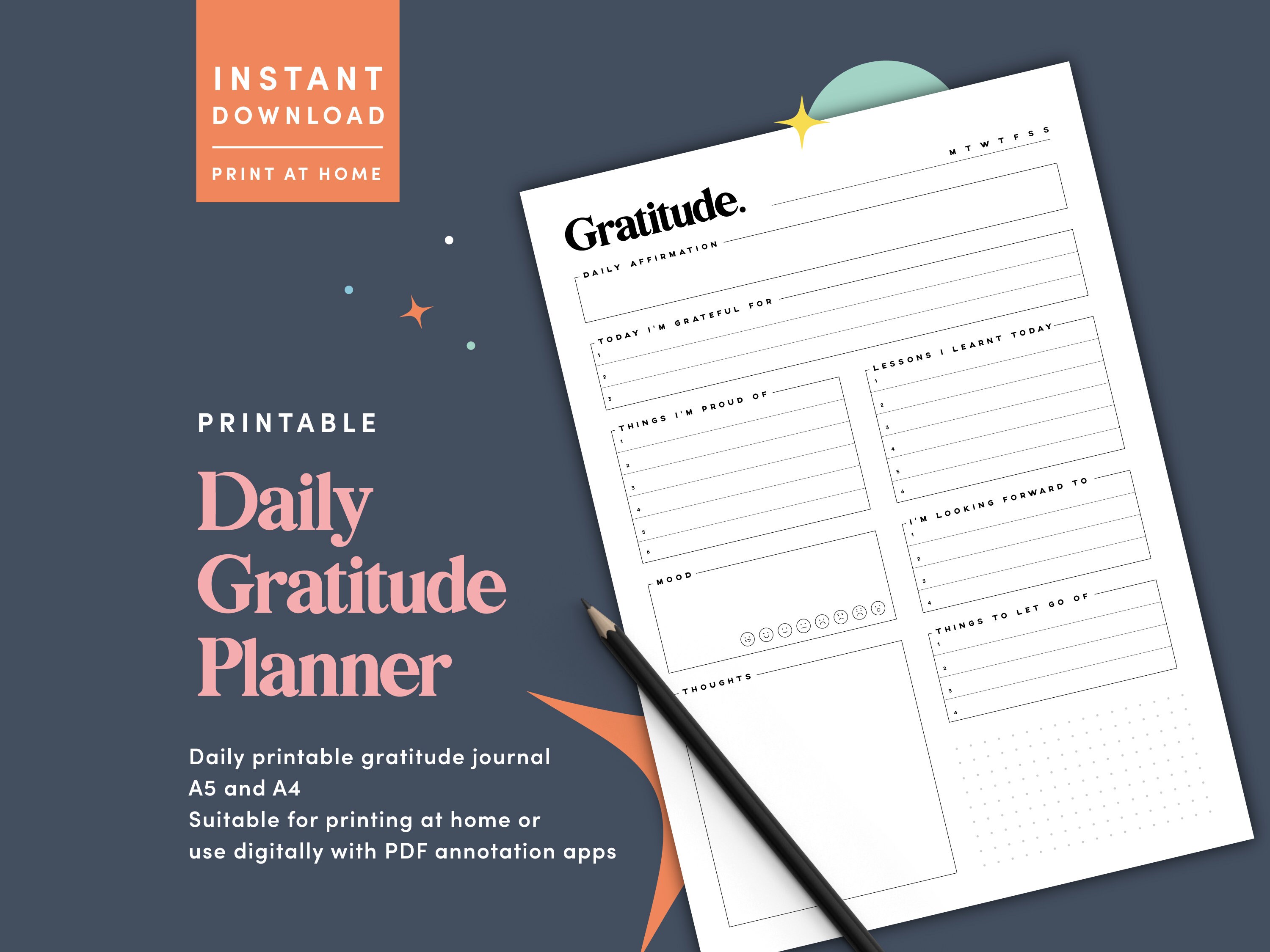 Printable Daily Gratitude Planner A4 A5 Printable Gratitude Planner ...