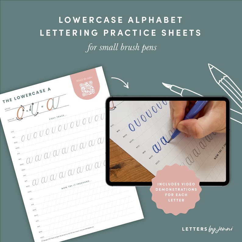 Beginners Calligraphy Lowercase Alphabet Practice Sheets, Calligraphy ...