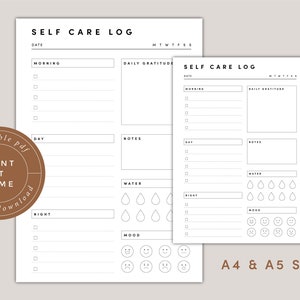 Printable Self Care Log, Self Care Tracker, Self Care Printable, Daily ...