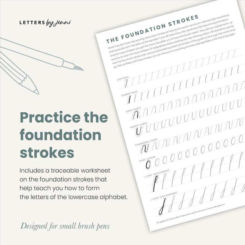 Beginners Calligraphy Lowercase Alphabet Practice Sheets, Calligraphy ...