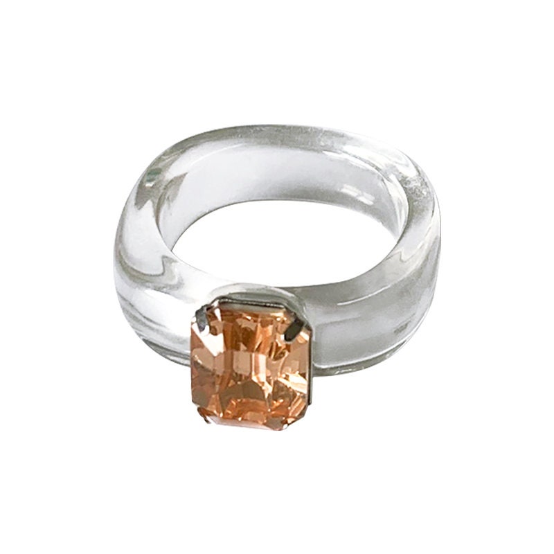 Retro Vintage Transparent Resin Rings Acrylic Resin Ring - Etsy