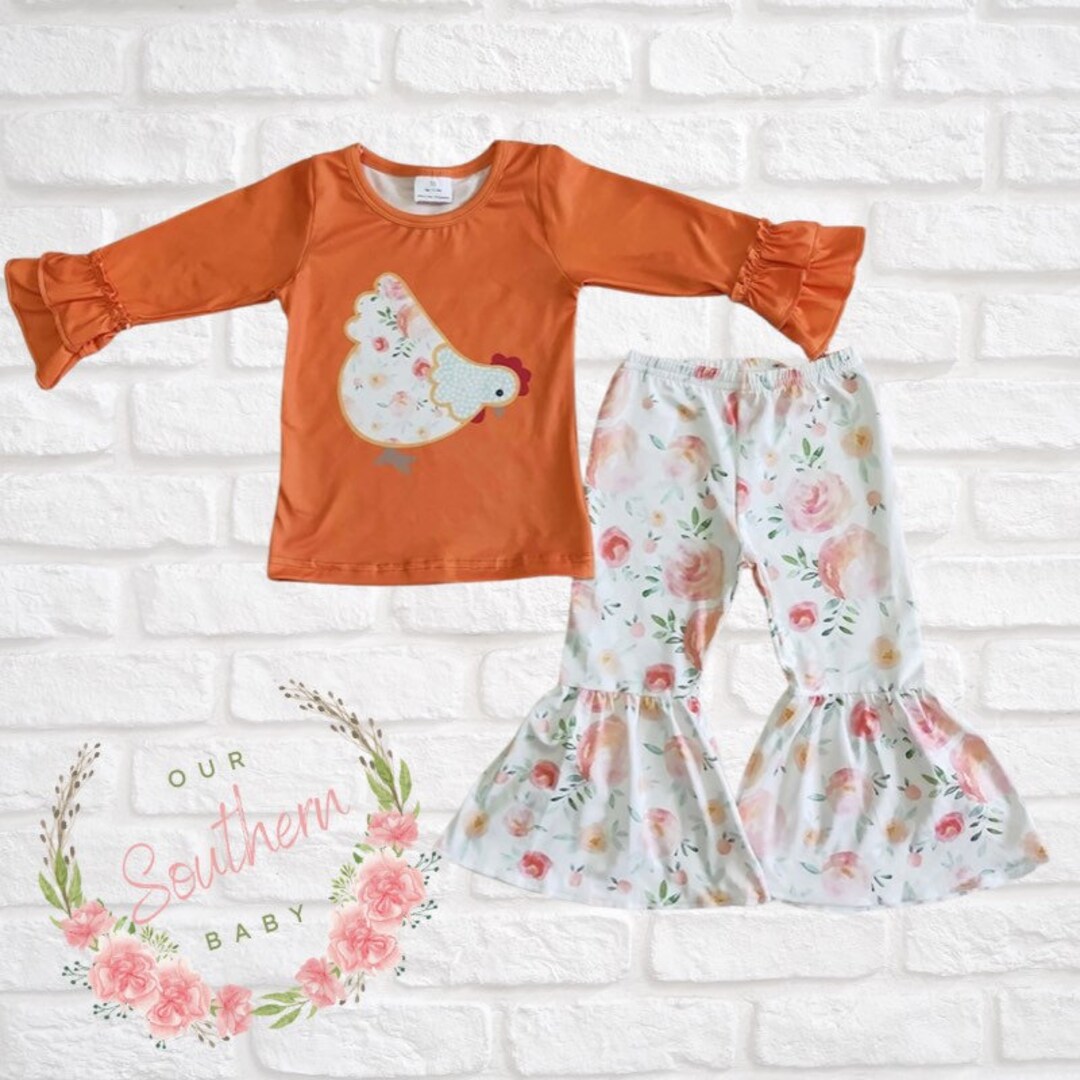 Chicken Outfit, Baby Full Outfit Set, Toddler Full Outfit Set, Floral ...