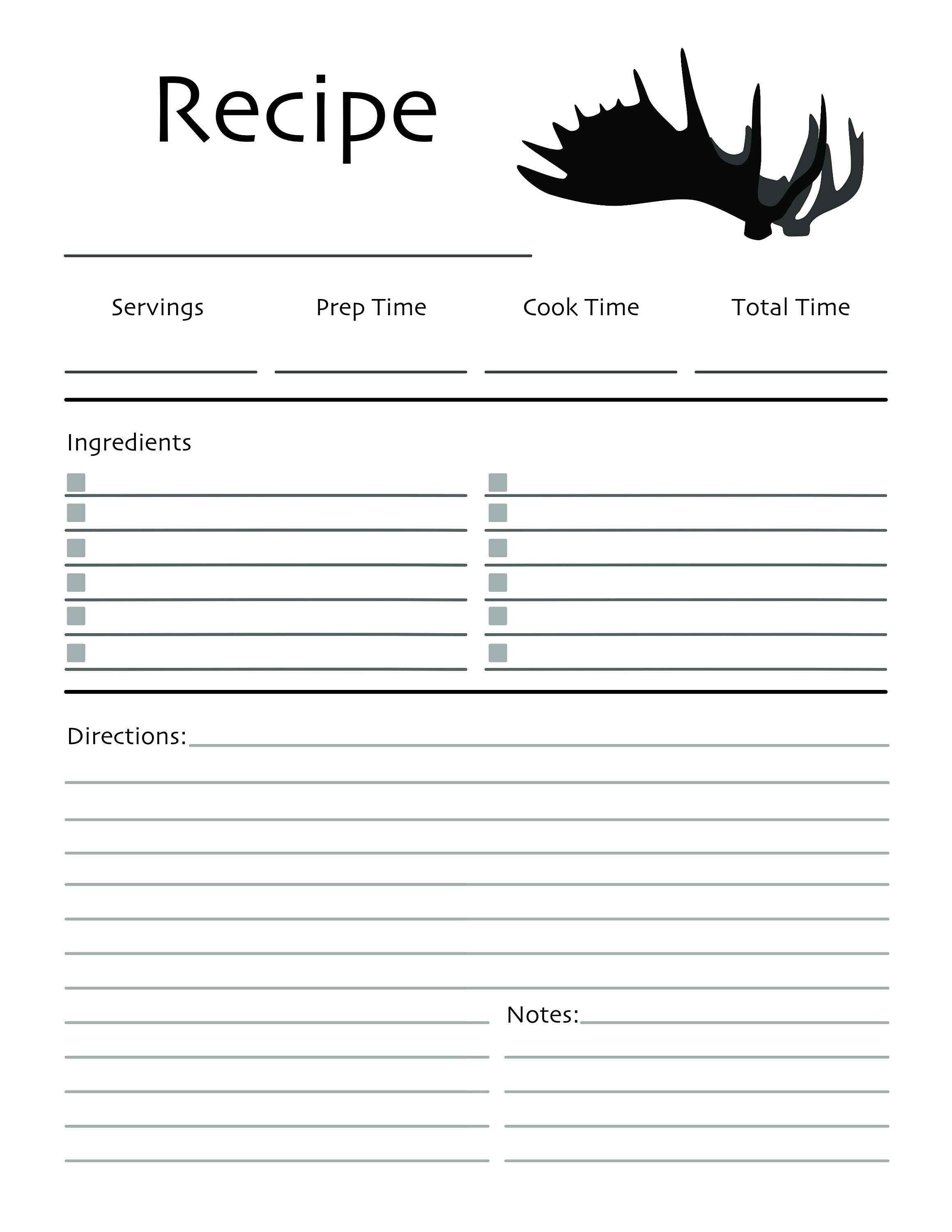 Wild Game Recipe Card- Moose: Digital INSTANT Download, Printable ...