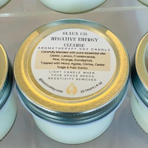 Negative Energy Cleanse Crystal Infused Soy Candle - Etsy