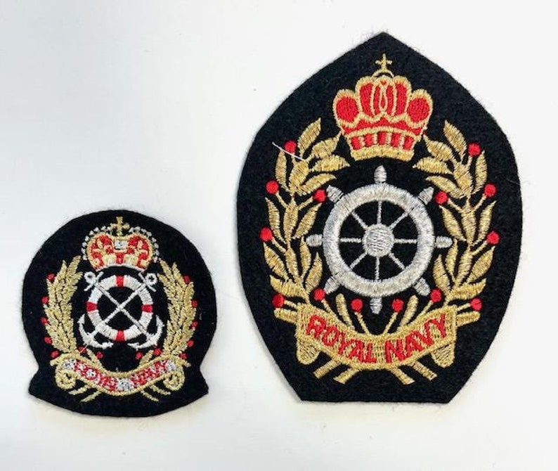 Set of 2 British Royal Navy Embroidered Embroidery Patch Badge Iron Sew ...