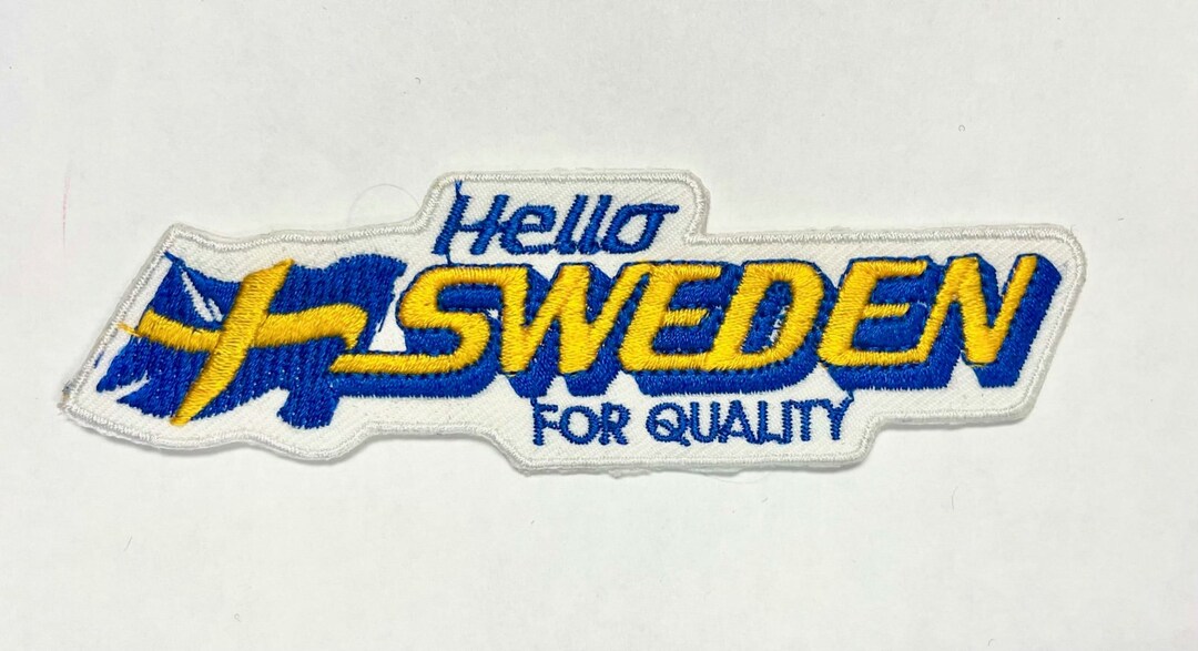 Retro Vintage 80s Hello Sweden for Quality Embroidered Embroidery Patch ...