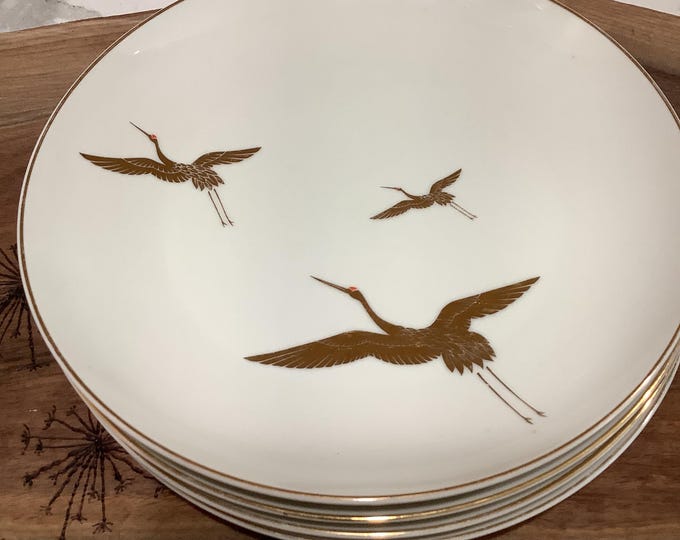 Takahashi San Francisco Crane Bird Set of 4 Plates - Etsy