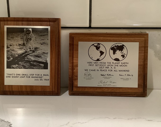 Apollo 11 Lunar Wood Plaques, Set of 2, Commemorative Plaques - Etsy