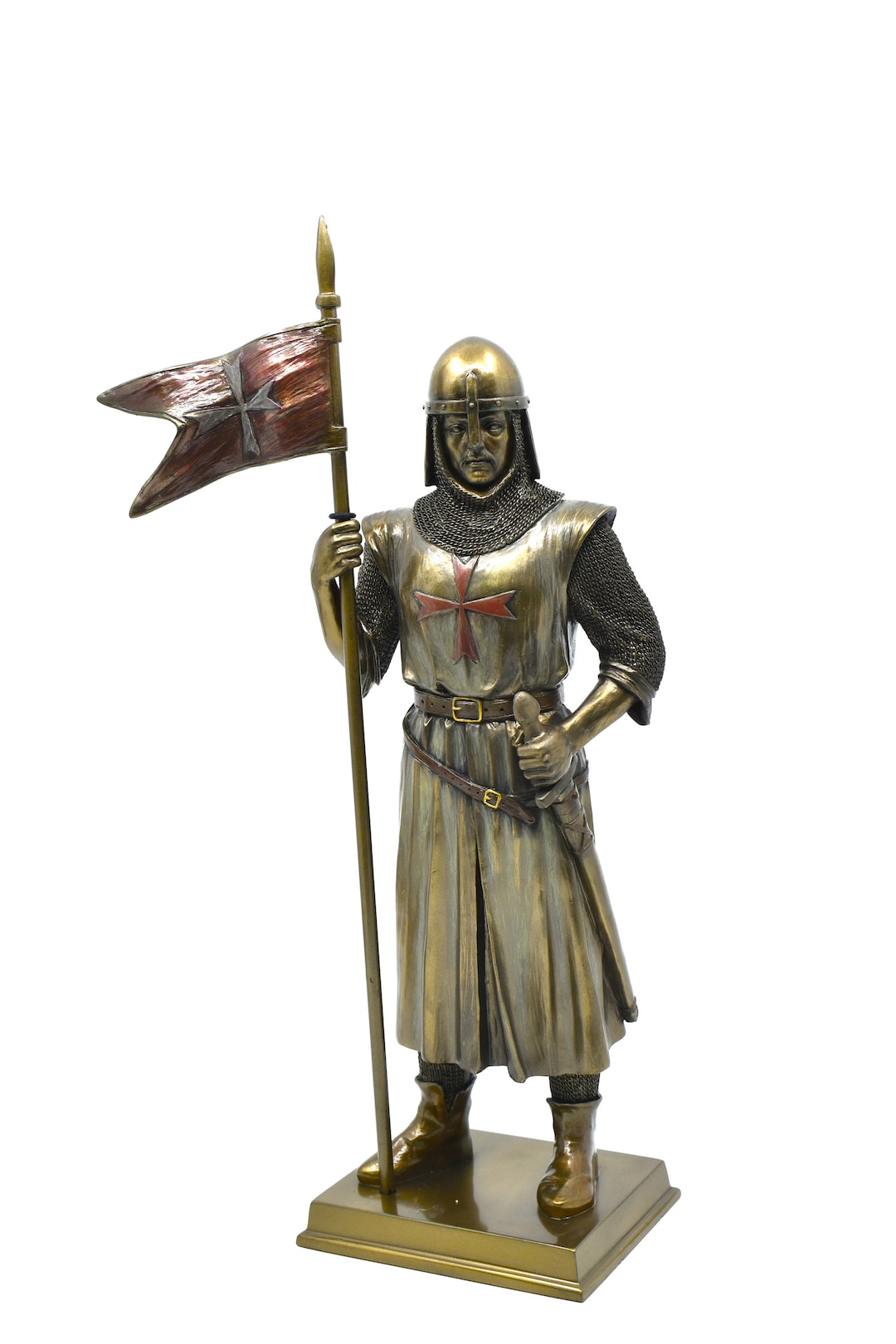 Crusader Cold Cast Bronze & Resin Statue 12 Inches Medieval Knight ...