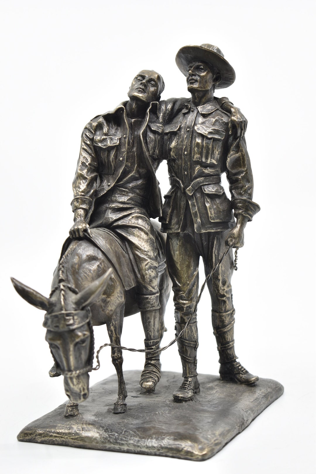 Soldiers and Donkey Bronze & Resin Statue Figurine 21 Cm the Man With ...