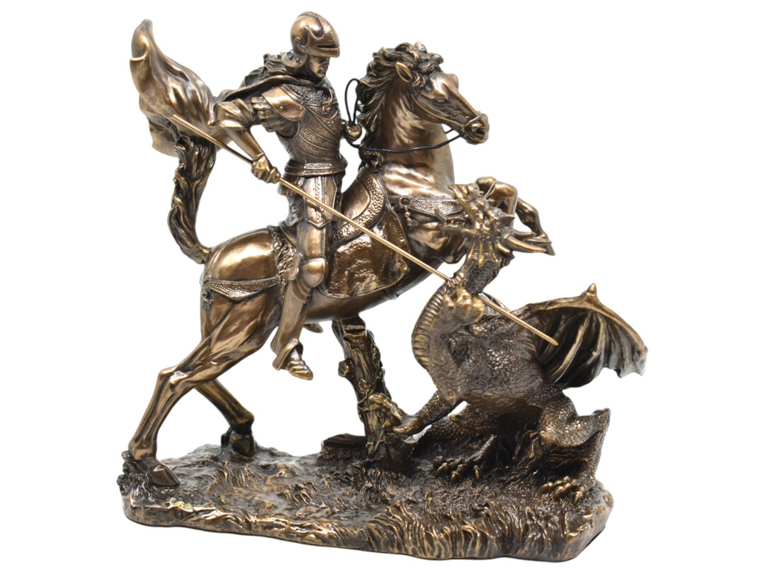St. George Slaying the Dragon Legendary Medieval Knight Sculpture ...