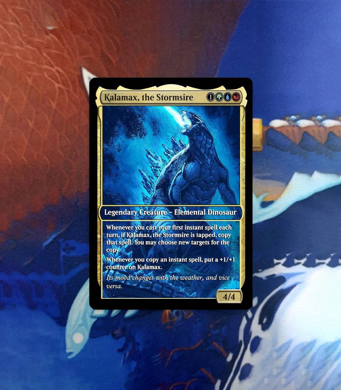 Magic The Gathering/MTG Godzilla Kalamax the Stormsire Art | Etsy