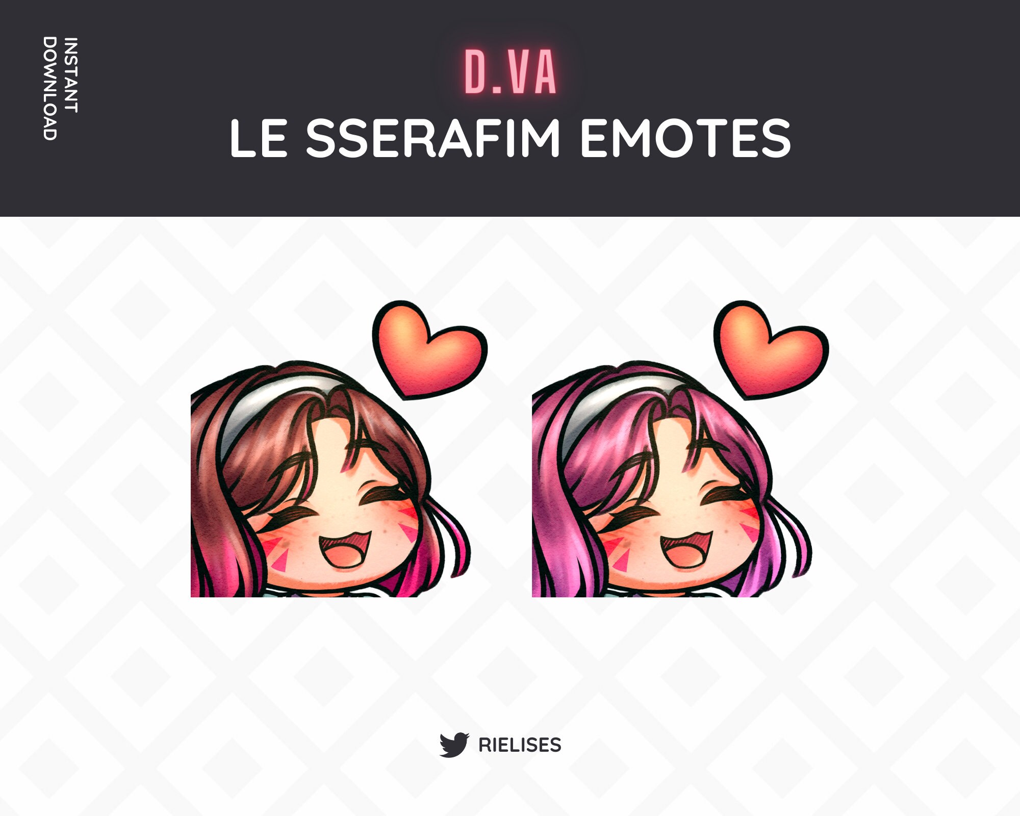 Dva LE SSERAFIM Heart / Love Emotes | 2 Emotes for Twitch, Discord ...