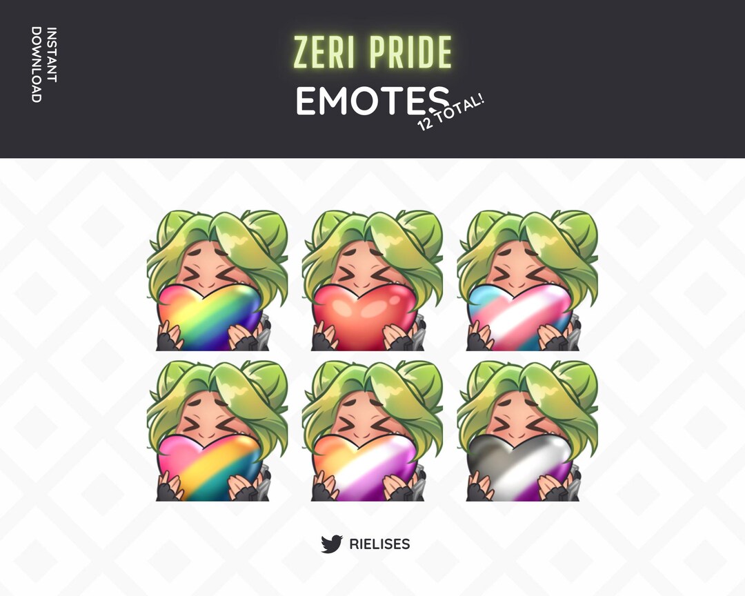 Zeri Pride Emote Bundle | 12 Pre-made Emotes for Twitch, Discord ...