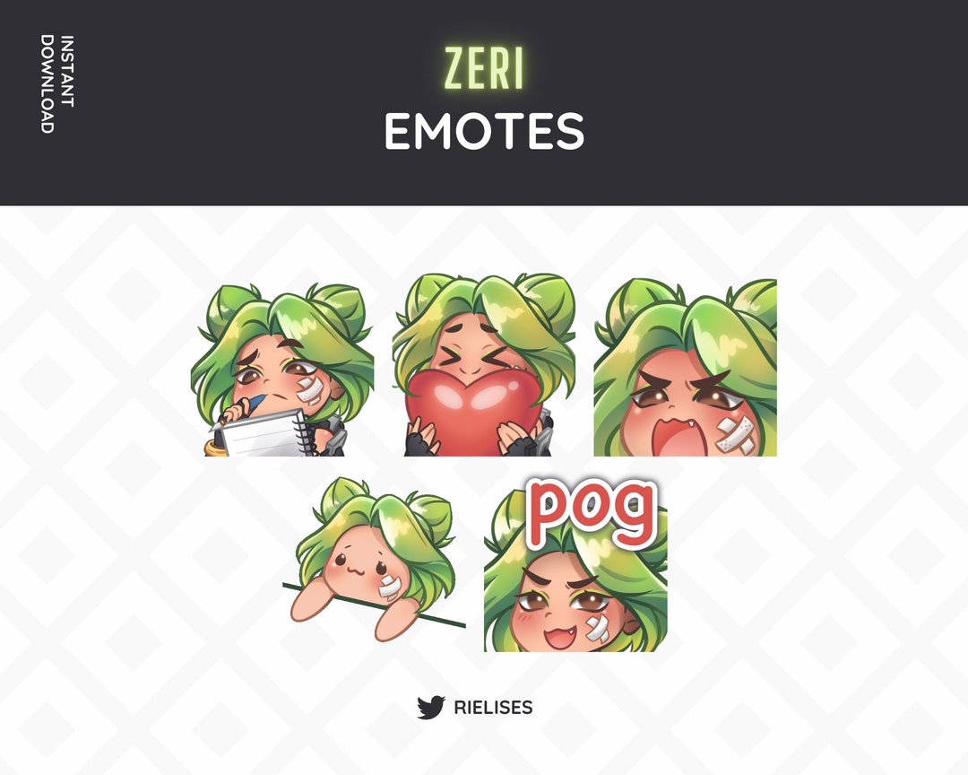 Pack d'émotes Zeri | 6 émoticônes prédéfinies pour Twitch, Discord ...