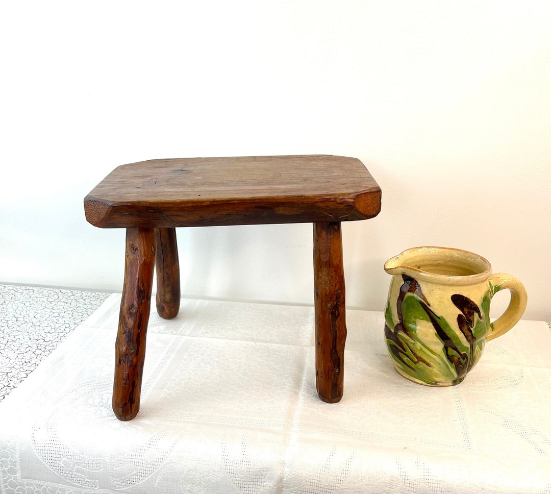 Vintage Hardwood Farm Oak Stool Primitive Footstool - Etsy