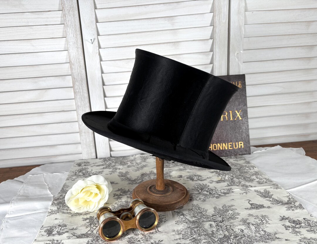 Old Authentic French Black Top Hat "claque" Gibus Folds Back - Etsy