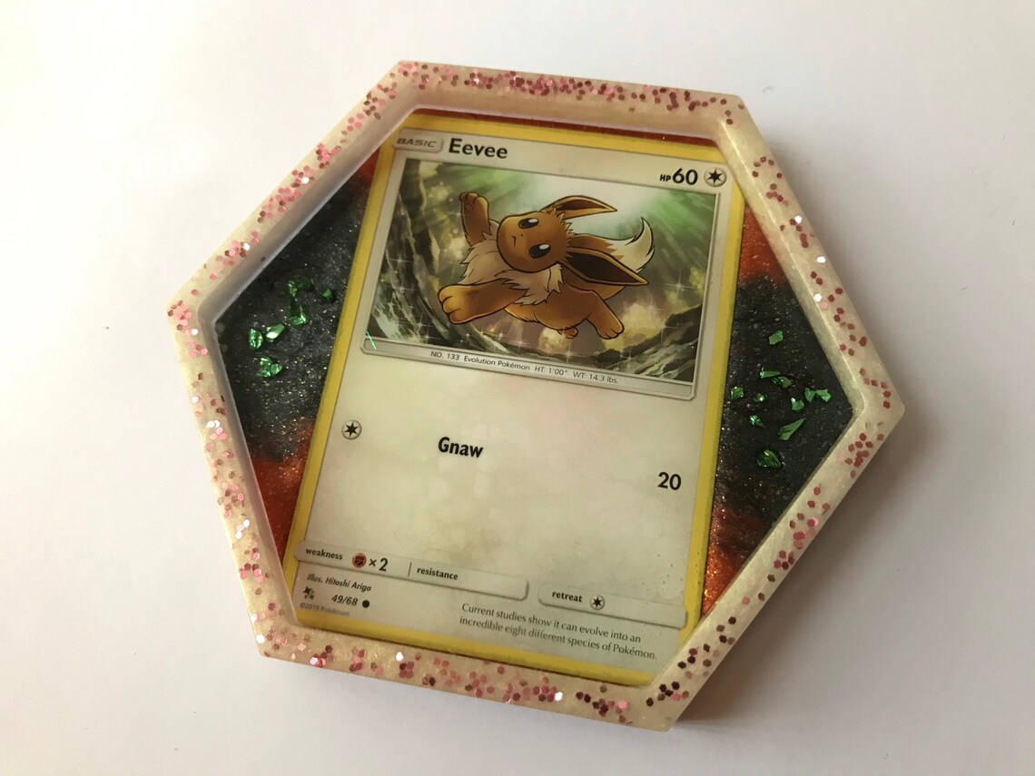 Eevee Coaster Pokemon Card Epoxy Resin | Etsy