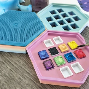 Hex Pack! 12 Watercolor Paints-- Includes Hexgon Holder + Lid - Etsy