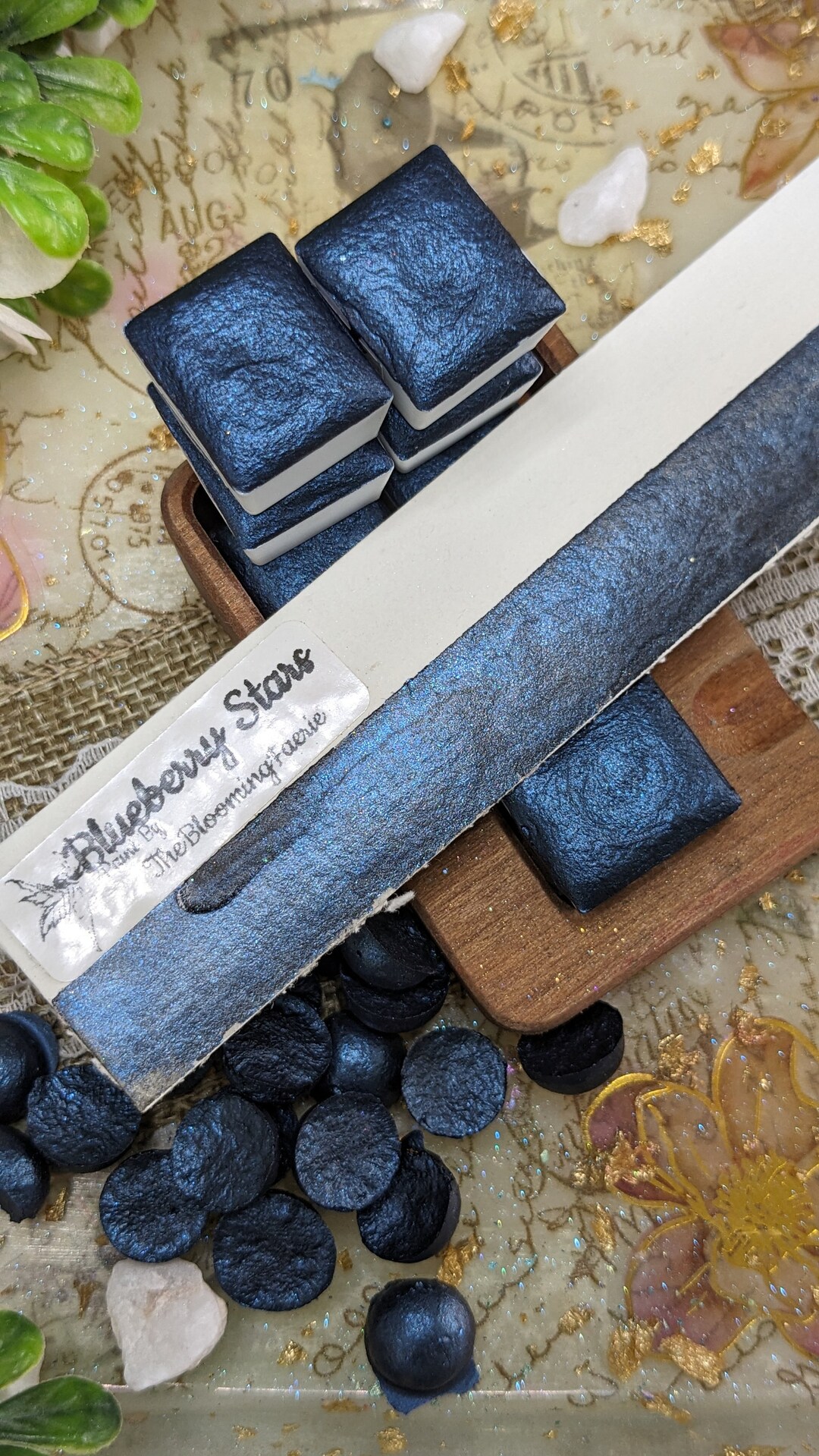 Blueberry Stars} Blue/black - Metallic/ Colorshift W/ Glitter- Handmade ...