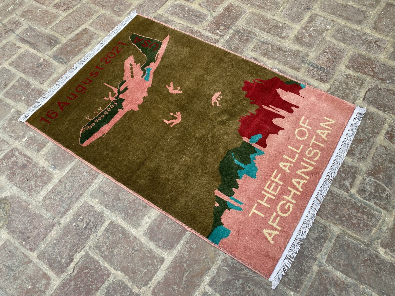 Afghan Handmade Nomadic Pictorial Oushak War Rug, Tribal Carpet, Home ...